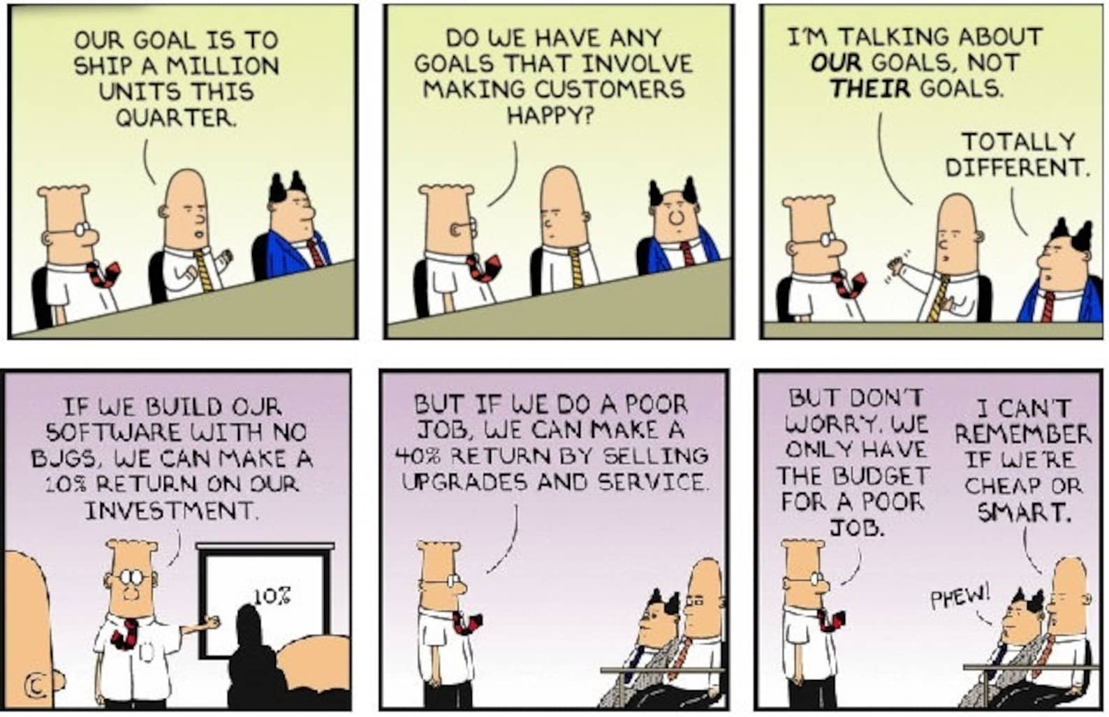 Dilbert Comic Strip - Software Bugs & Company Goals - Mug With Color ...