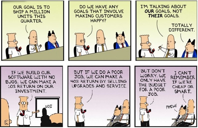 Dilbert Comic Strip - Software Bugs & Company Goals - Mug With Color ...