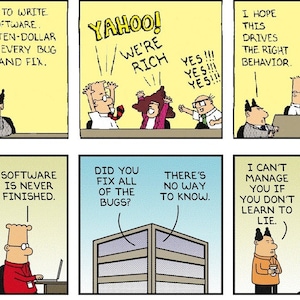 Dilbert Comic Strip - Good Behavior & Software Bug Metrics - Mug With ...