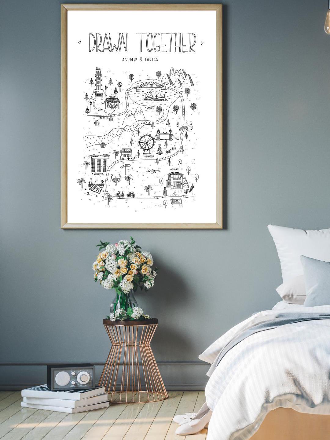 Personalised Relationship Map of Your Love Story | Drawntogether Maps ...