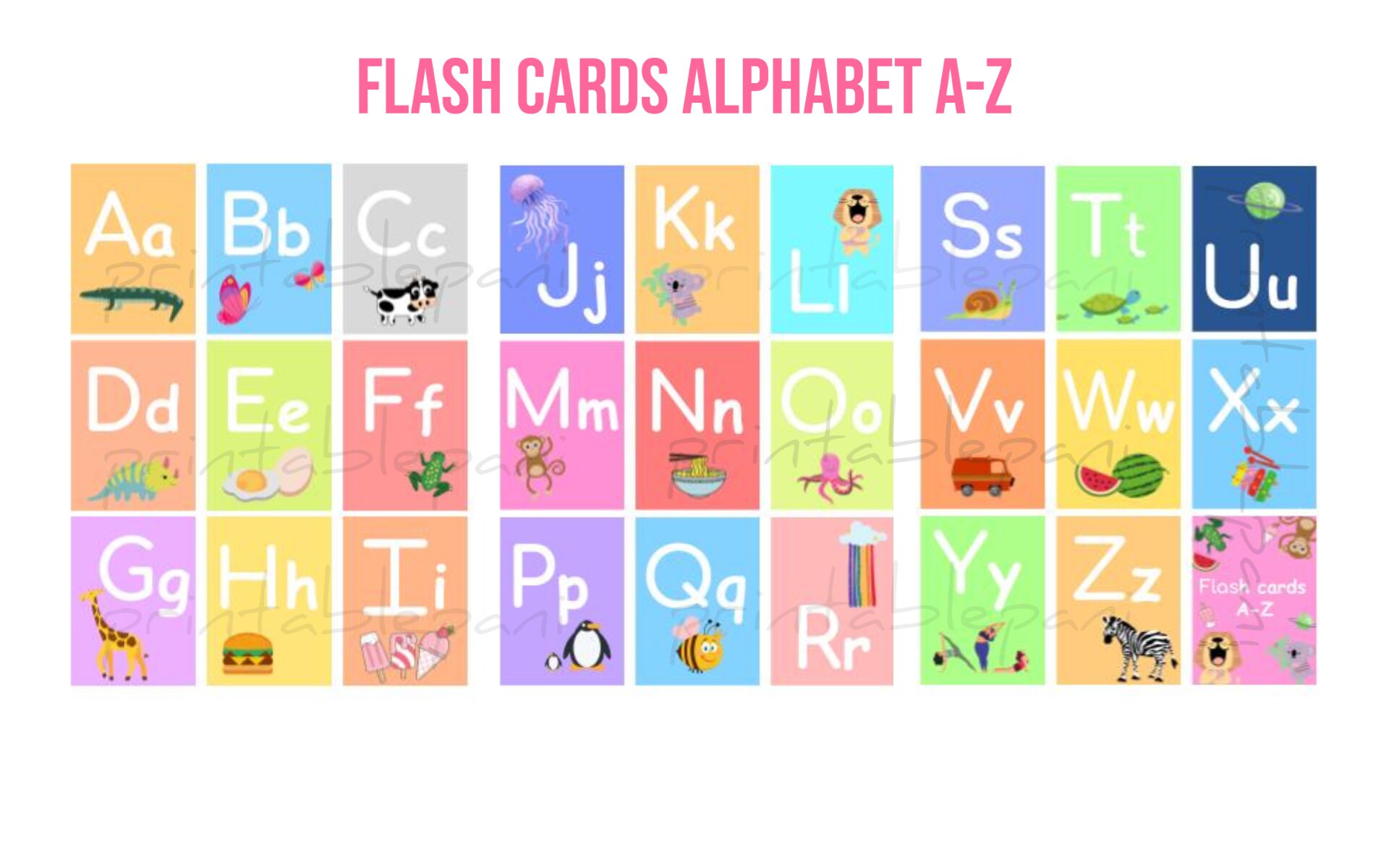Flash Cards Alphabet A-Z Flash Cards PrintableFlash cards | Etsy