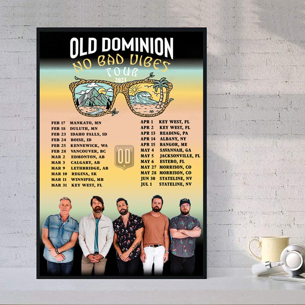 Old Dominion No Bad Vibes 2023 Tour Poster Starting at $9.95 By FloralX
