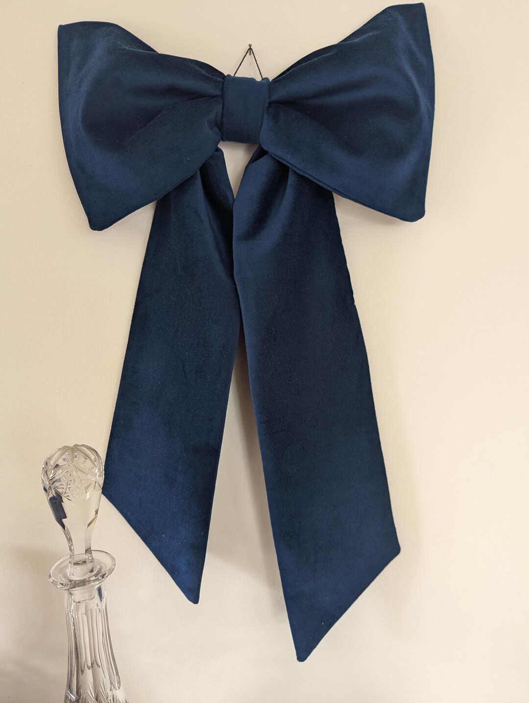 Luxury Velvet Decorative Handmade Bow - Navy Blue Velvet Padded Bows ...