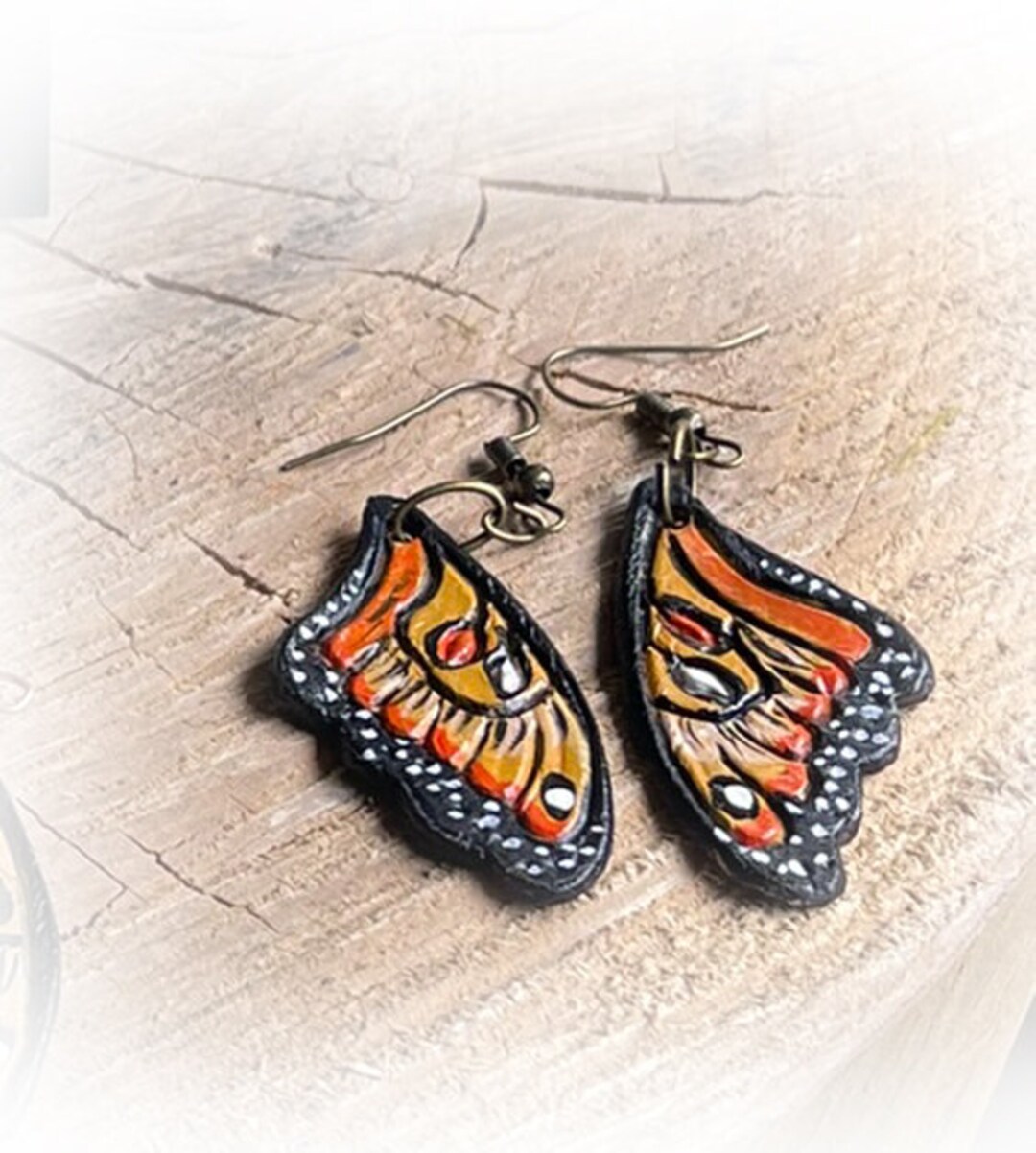 Small Leather Butterfly Wing Earrings - Etsy