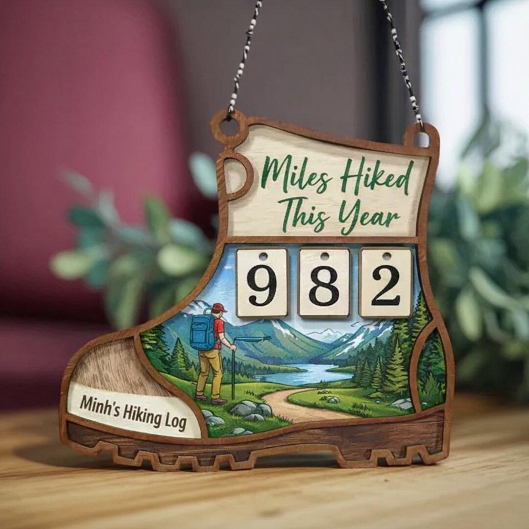 Personalized Hiking Miles Tracker Sign | Miles Hiked This Year | Custom ...