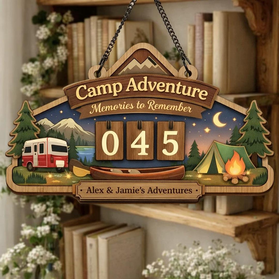 Personalized Camping Adventure Tracker Sign | Camp Memories Counter ...