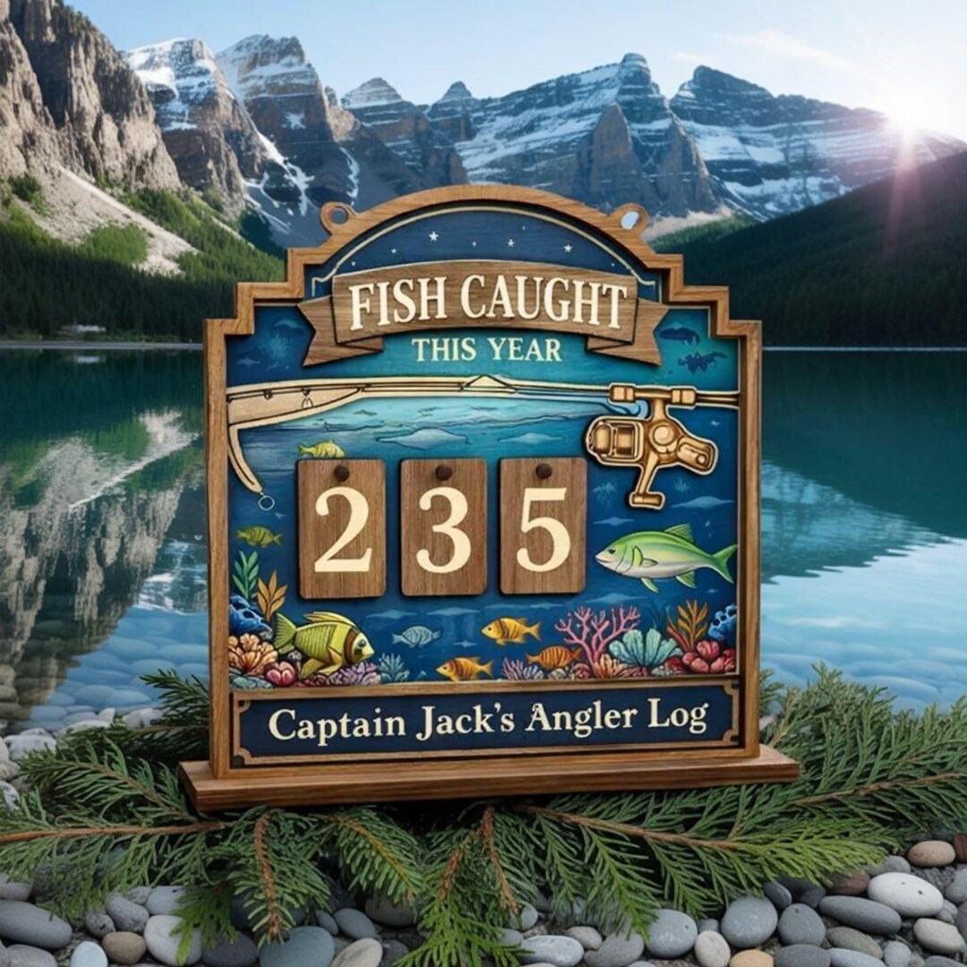 Fish Caught This Year Wooden Tracker, Personalized Angler Log Sign ...