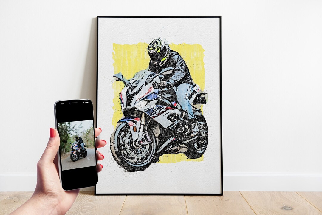 Custom Motorcycle Sketch Digital Painting From Your Photo Custom ...