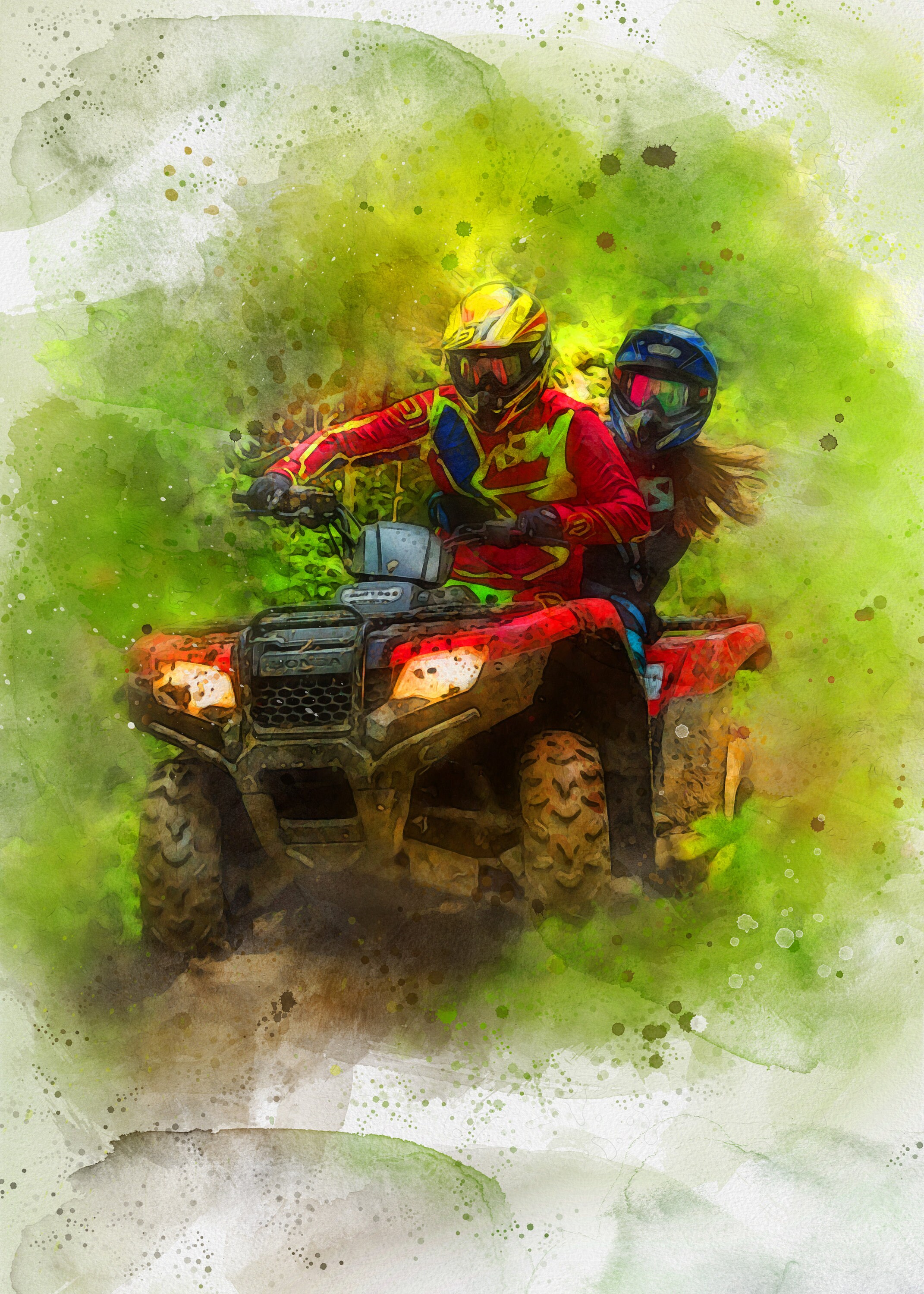 Custom ATV Watercolor Digital Painting Poster From Your Photo - Etsy
