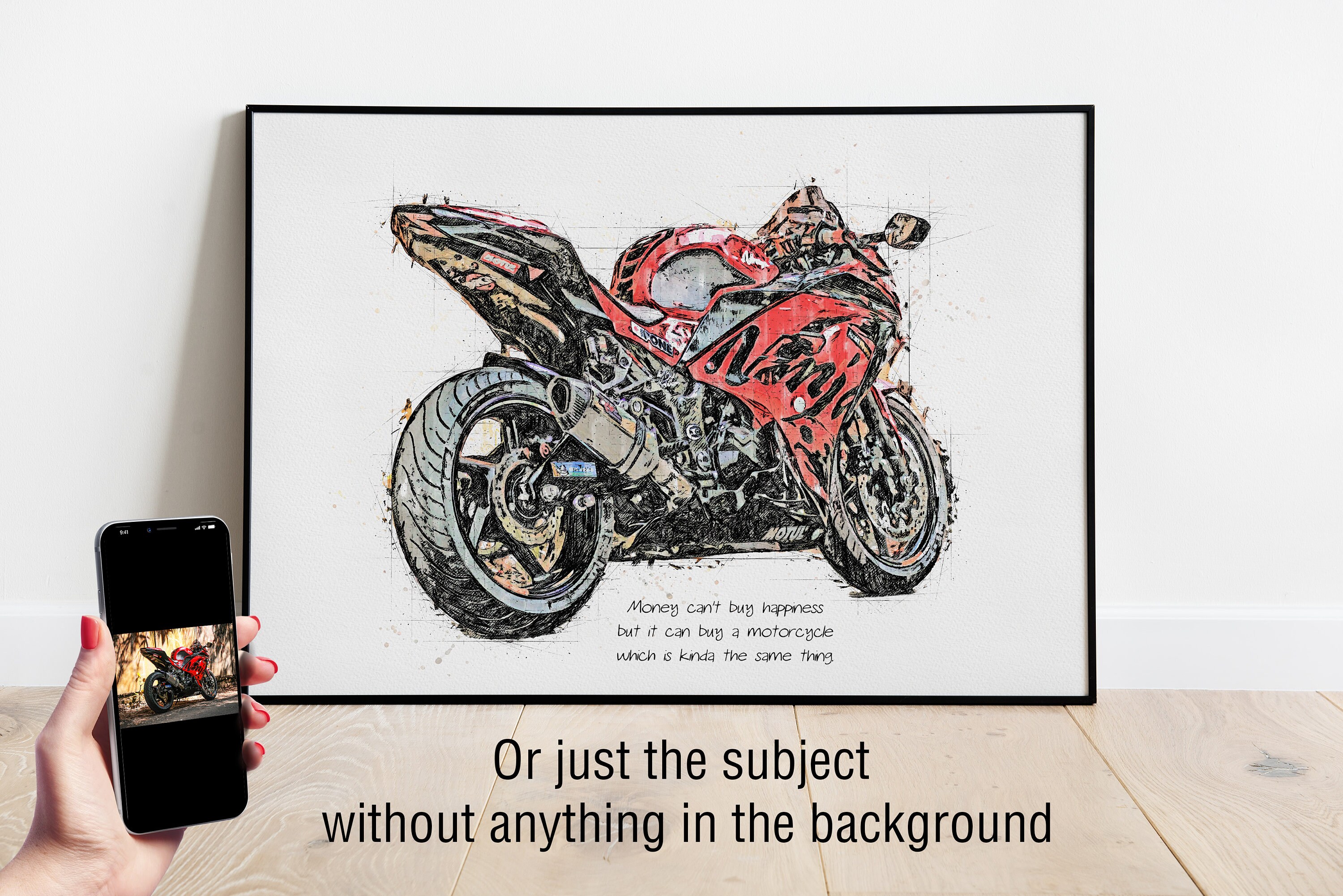 Custom Motorcycle Sketch Digital Painting From Your Photo - Etsy