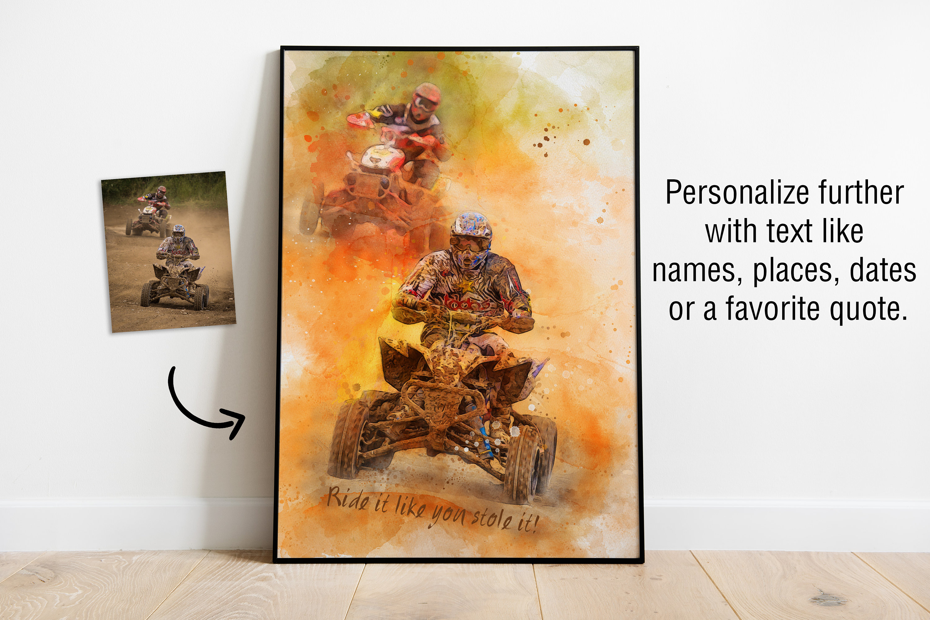 Custom ATV Watercolor Digital Painting Poster From Your Photo - Etsy