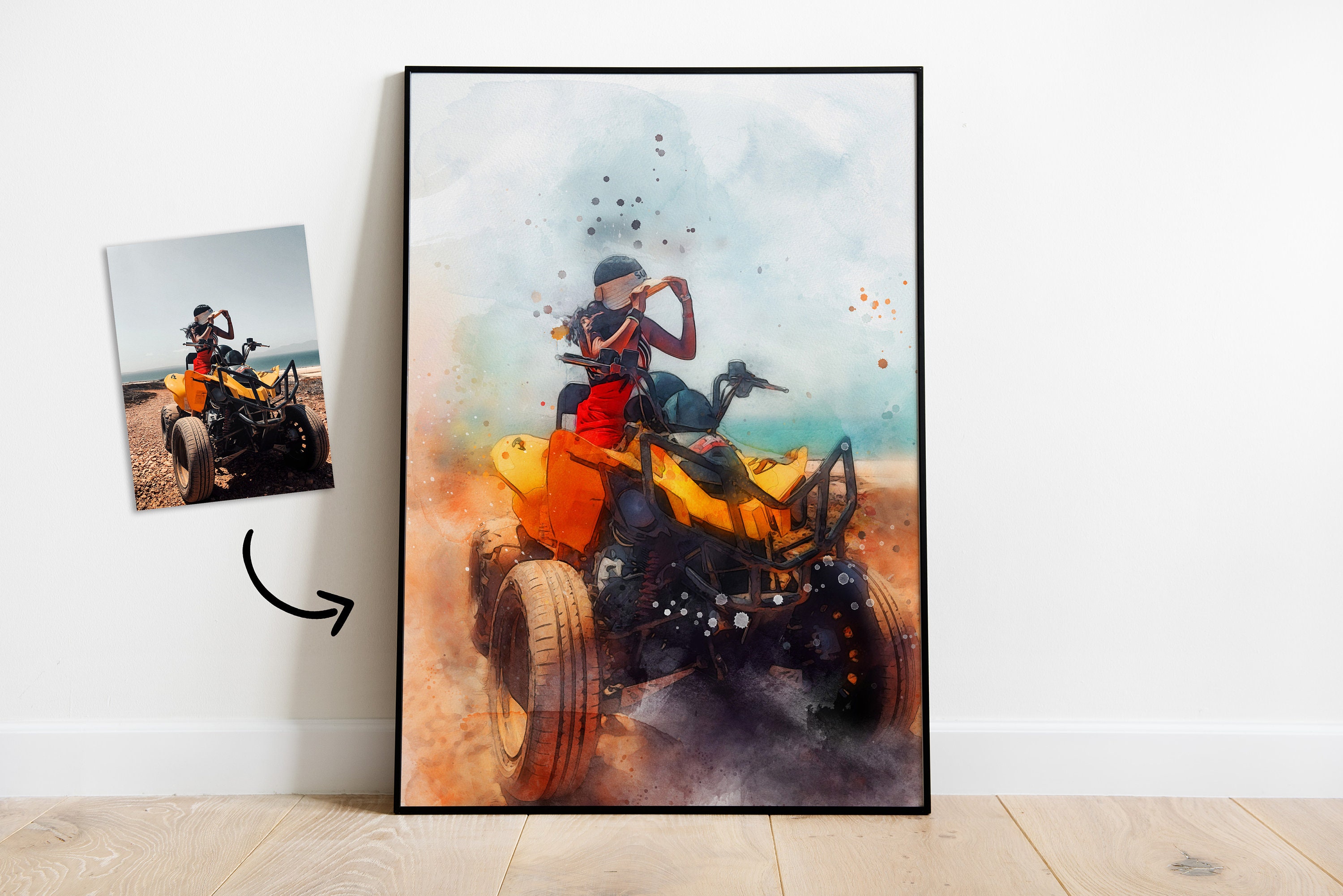 Custom ATV Watercolor Digital Painting Poster From Your Photo - Etsy