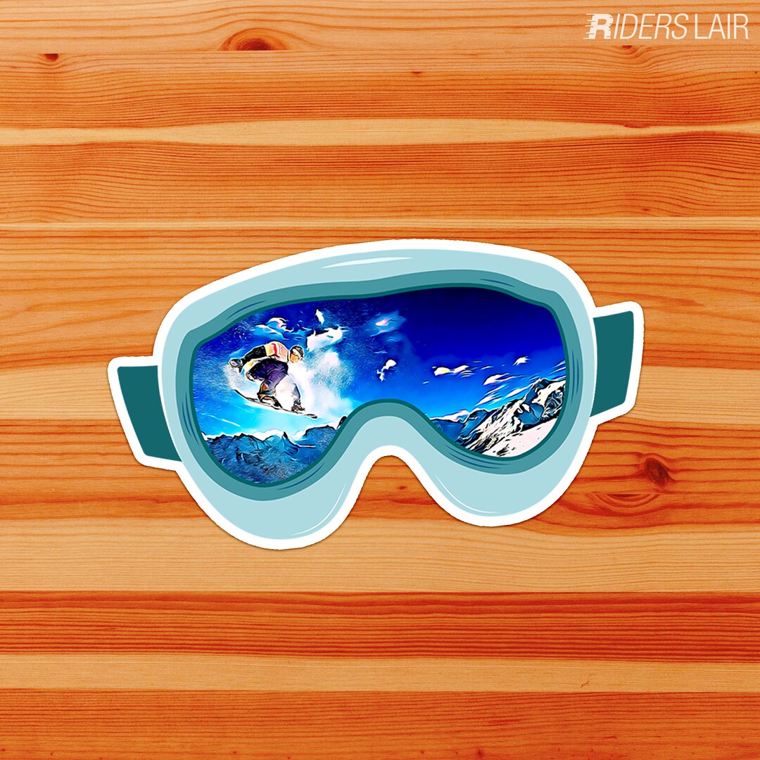 Snowboarder Goggles Sticker Funny Snowboard Mountains Sticker ...
