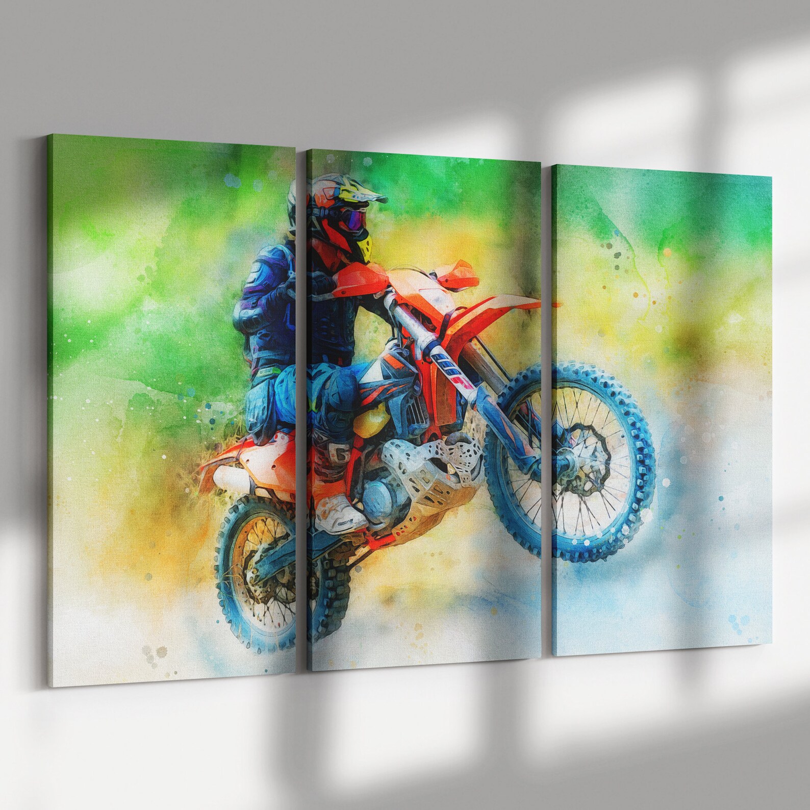 Custom Motocross Watercolor 3pc Canvas Digital Painting From - Etsy