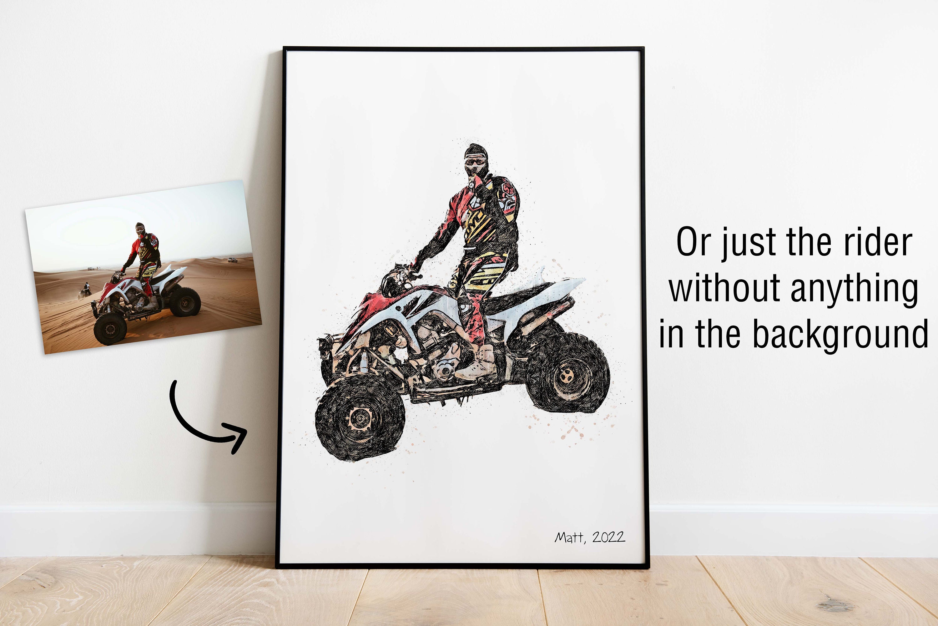 Custom ATV Sketch Digital Painting From Your Photo Quad Bike - Etsy