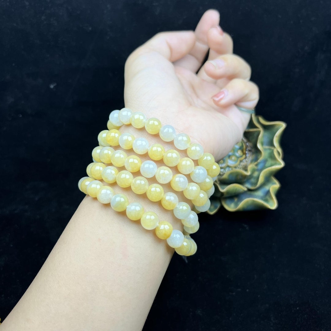 Yellow Jadeite Jade Strand, Fine Jadeite Jade, 8.5mm Beaded Jadeite ...