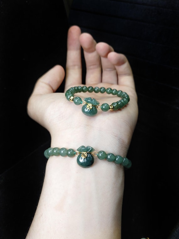 Cash Bag White Jade Jade Bracelet 10k Money Bag Jade Beads - Etsy
