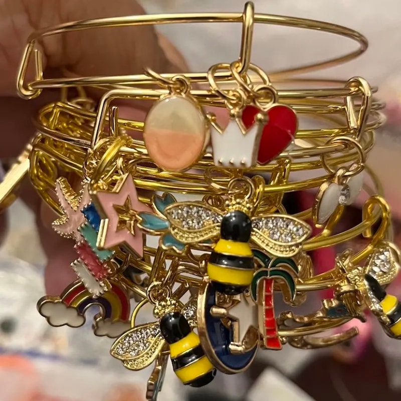 Gold Charm Bangle - Etsy