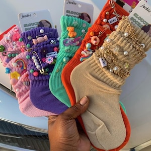 Bedazzled Jeweled Charm Socks Women and Girls Custom Made Hand Made - Etsy