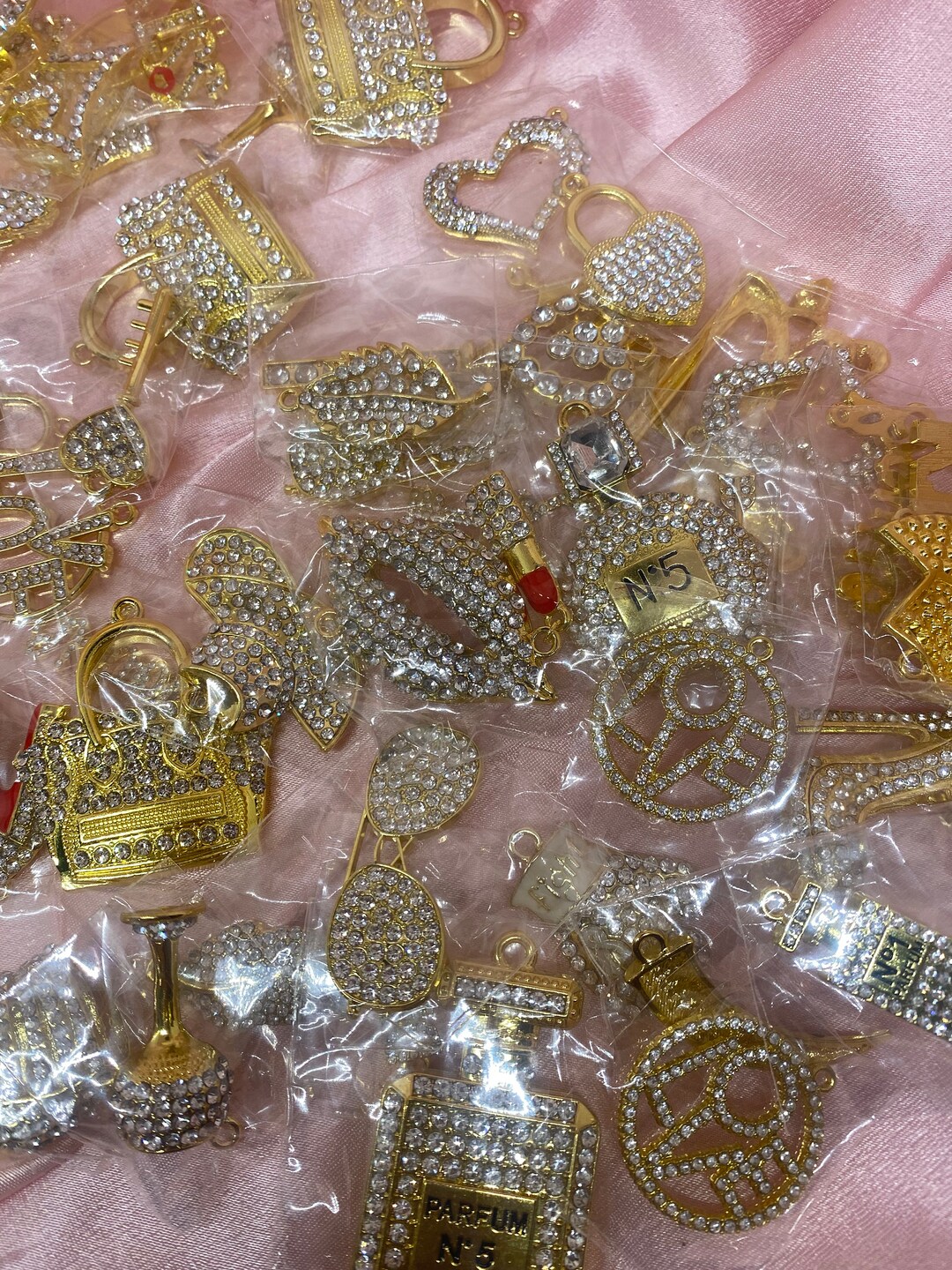 Gold Rhinestone Charms Bling Charms for Bangle Making or Phone Cases - Etsy