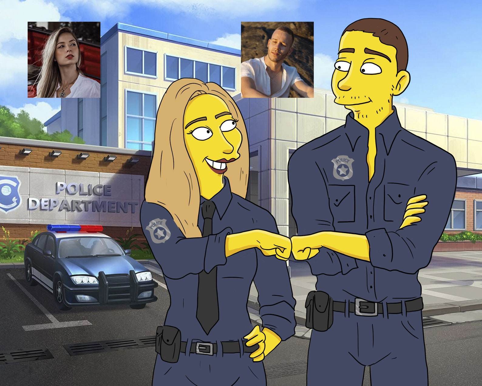 Police Simpsons Portrait Simpsons Portrait Police Gift - Etsy