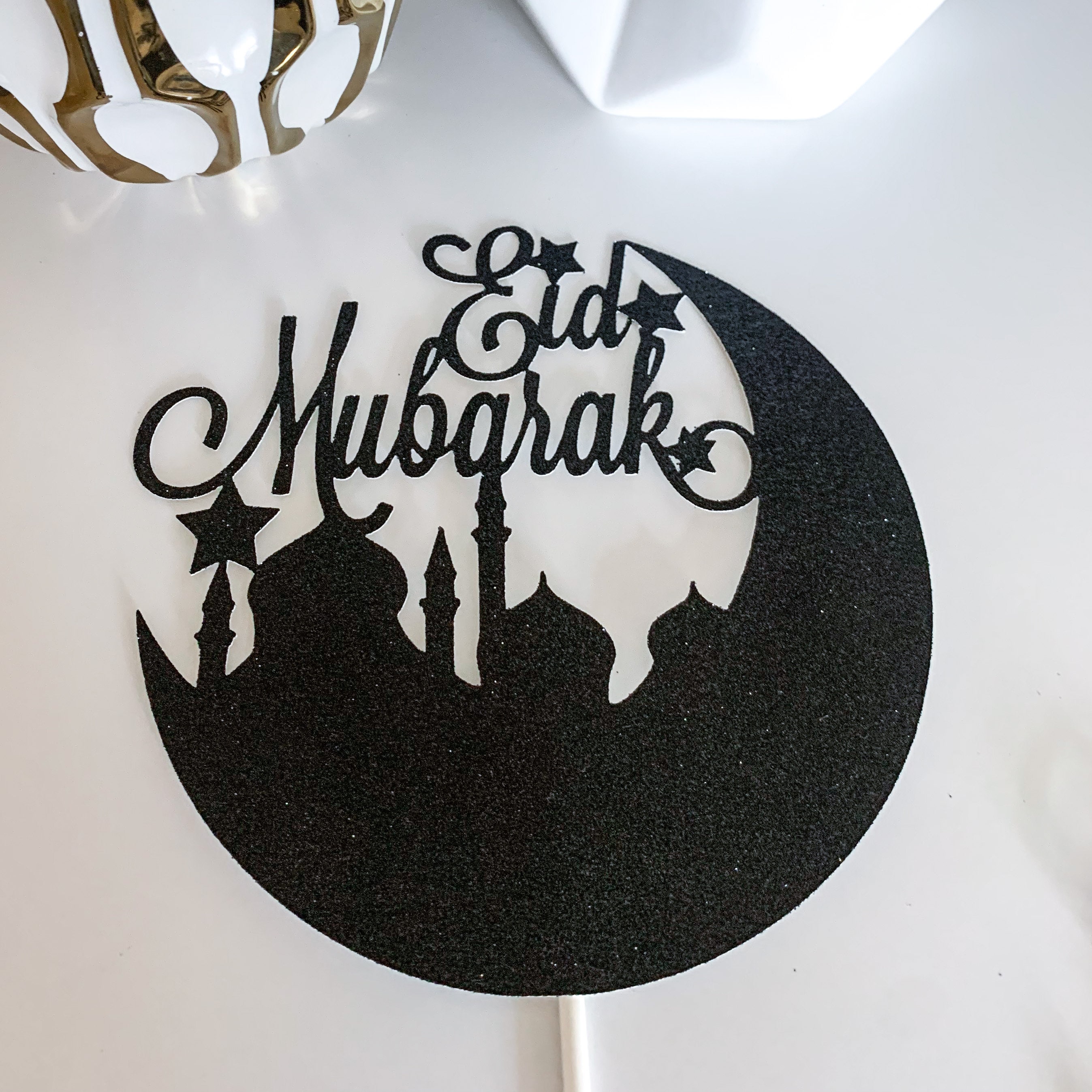 Eid Mubarak Cake Topper on Clear Acrylic Stick Ramadan Eid Mubarak ...
