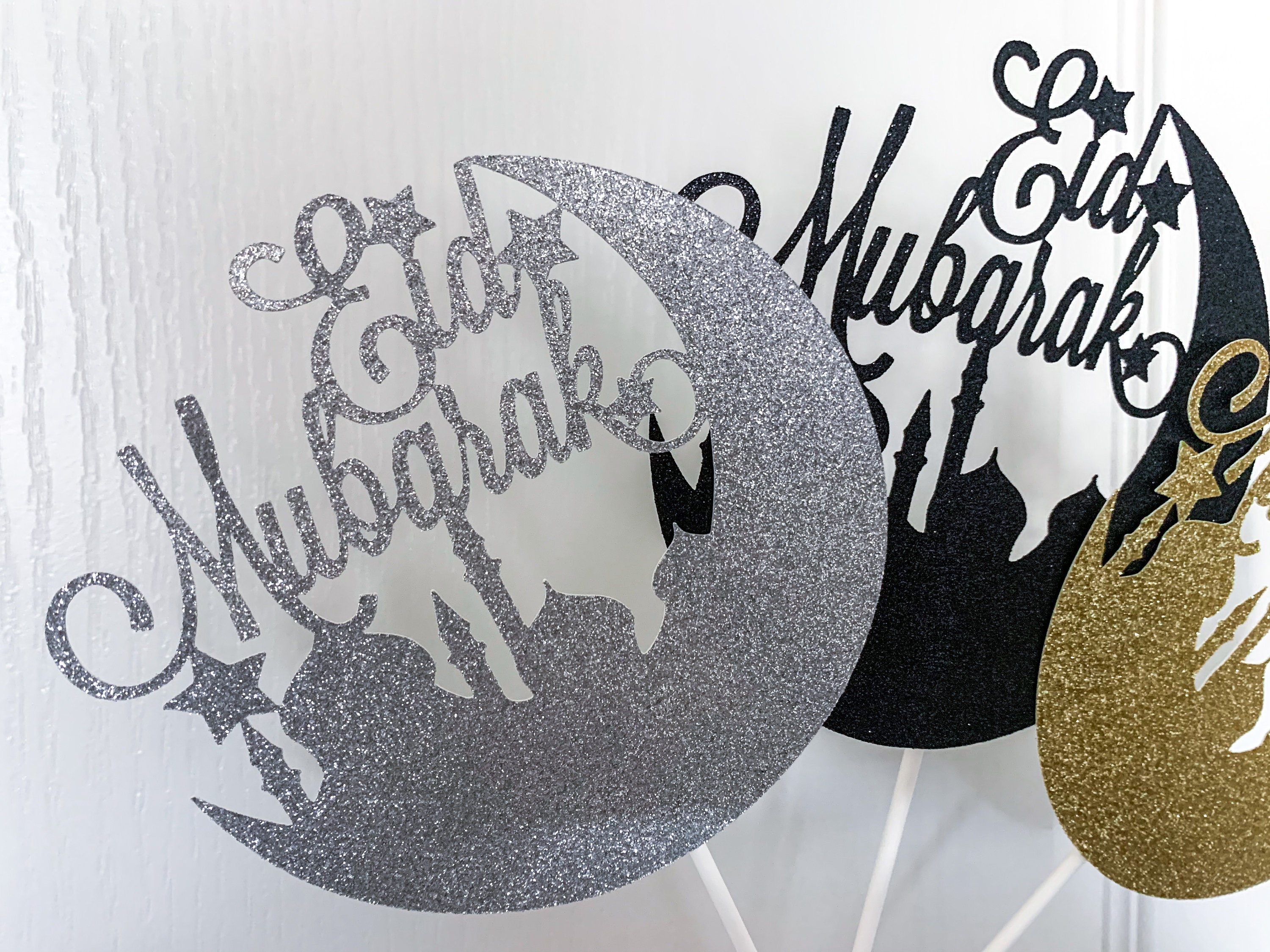 Eid Mubarak Cake Topper on Clear Acrylic Stick Ramadan Eid Mubarak ...