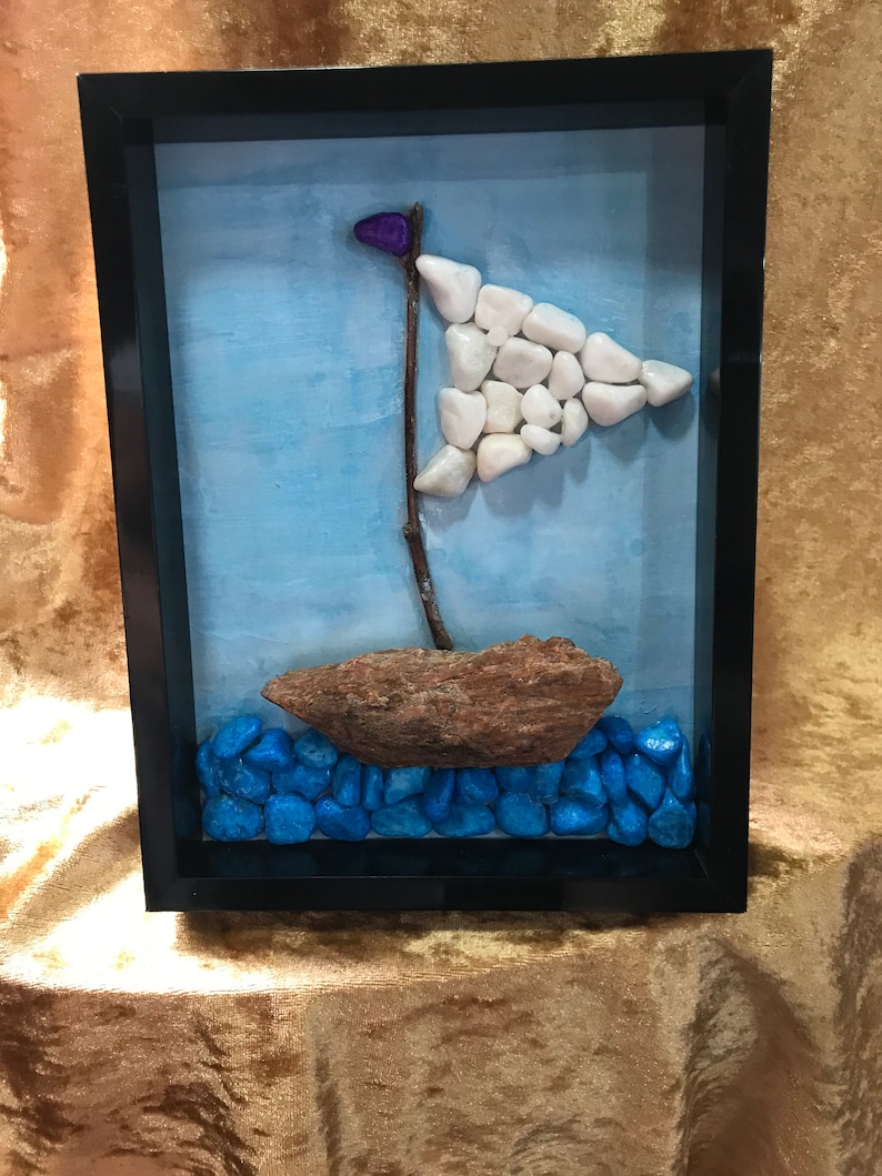 Pebble Art Sail Boat - Etsy