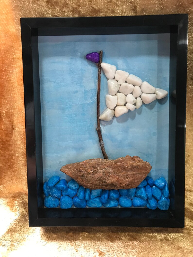 Pebble Art Sail Boat - Etsy