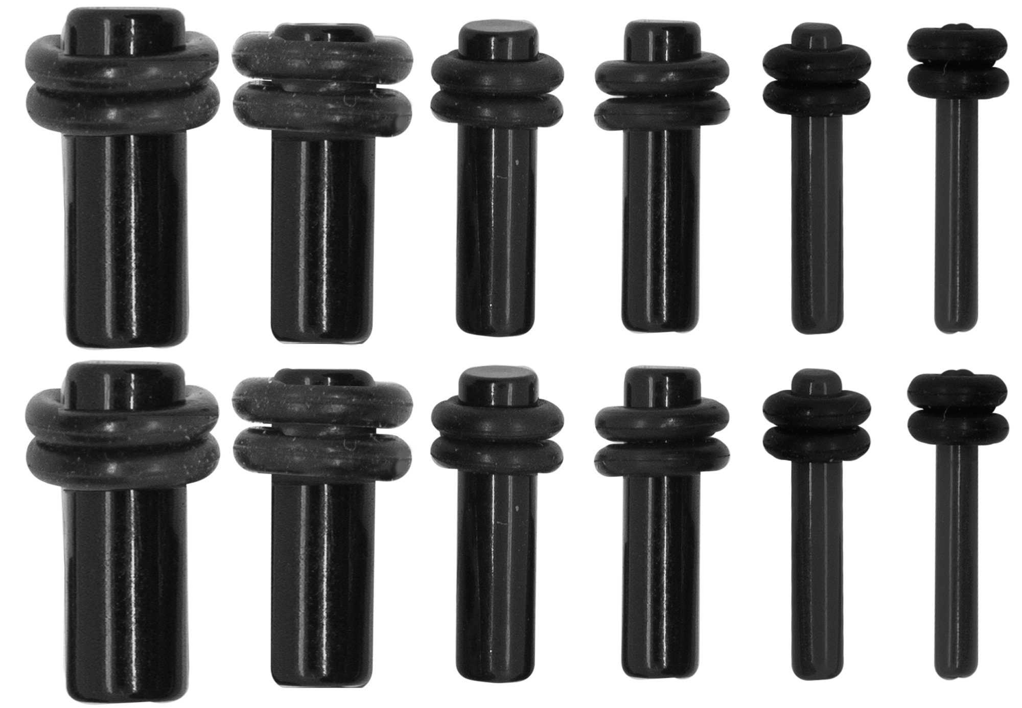 P2GO Two Pair of each Size 14G-4G Black Acrylic Plug Kit Ear | Etsy