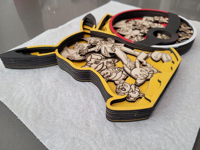 Pokemon Pikachu Pokeball Collage Laser Wood Art - Etsy