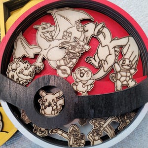 Pokemon Pikachu Pokeball Collage Laser Wood Art - Etsy