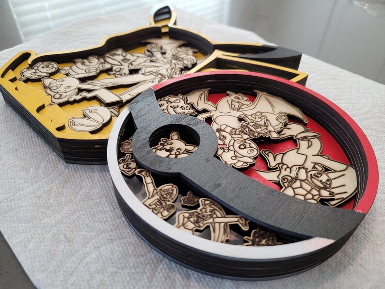 Pokemon Pikachu Pokeball Collage Laser Wood Art - Etsy