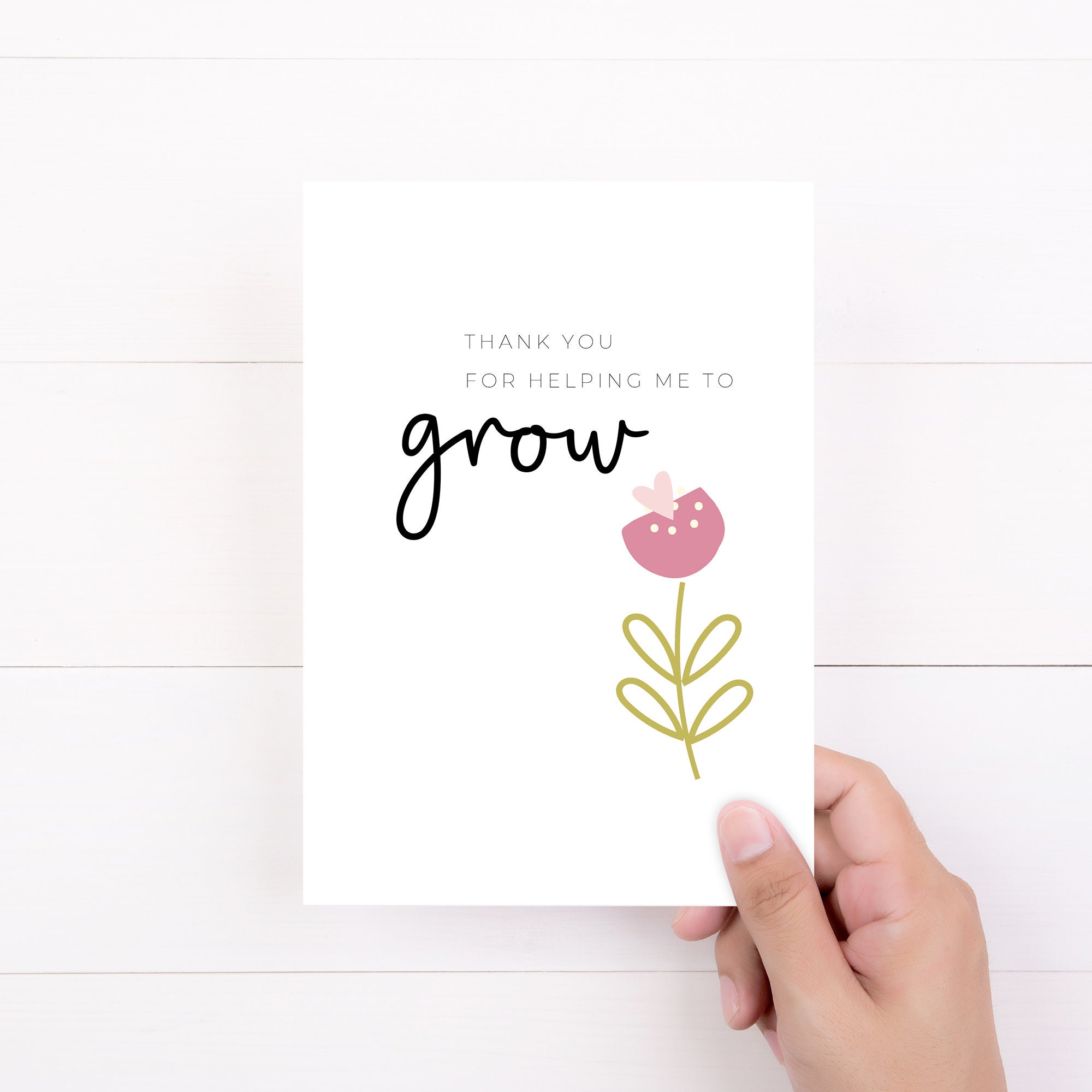 Flower Teacher Thank You Card, Teacher Appreciation, End of School Year ...