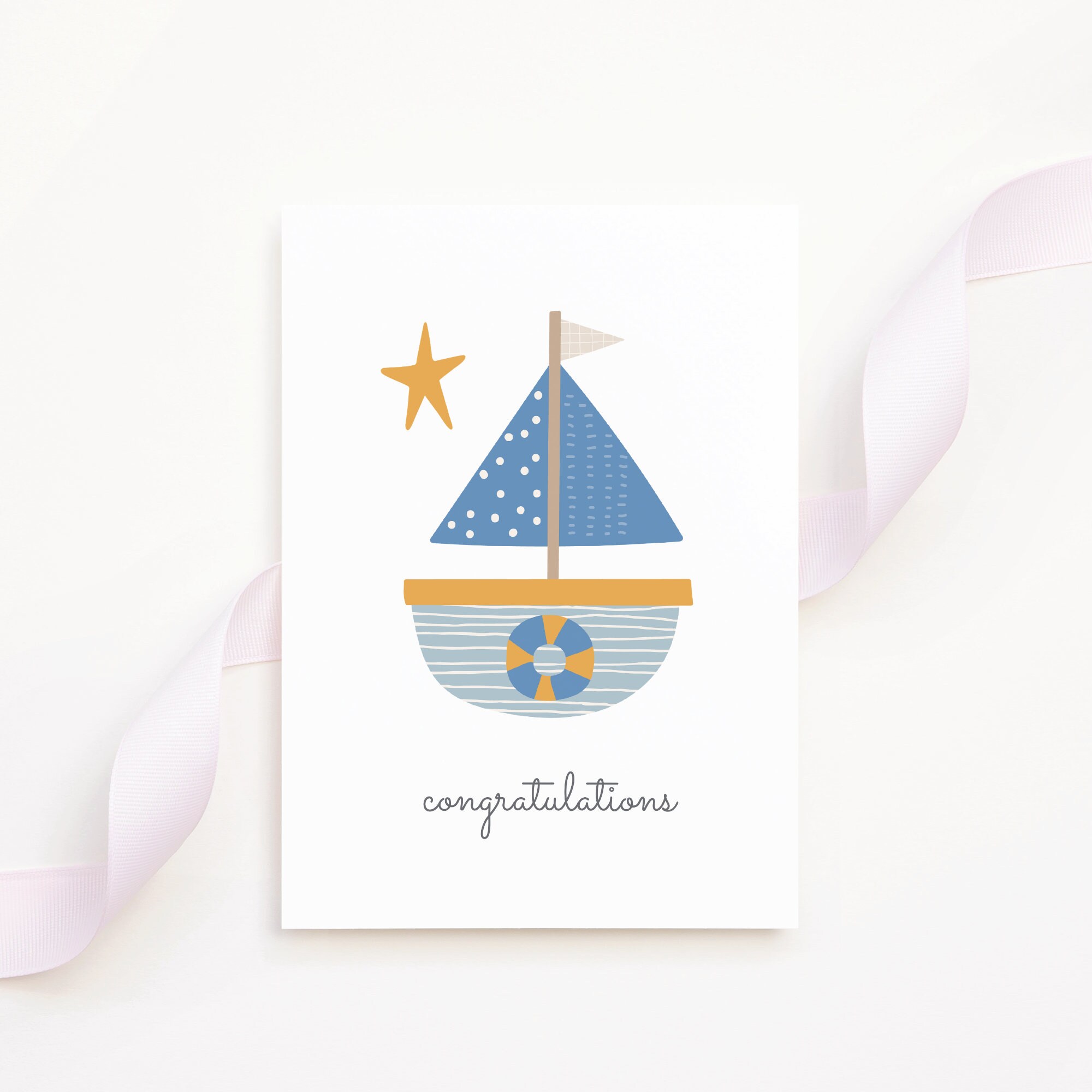 Congratulations Baby Boy Boat Card - Beach Theme + Card for Boys ...