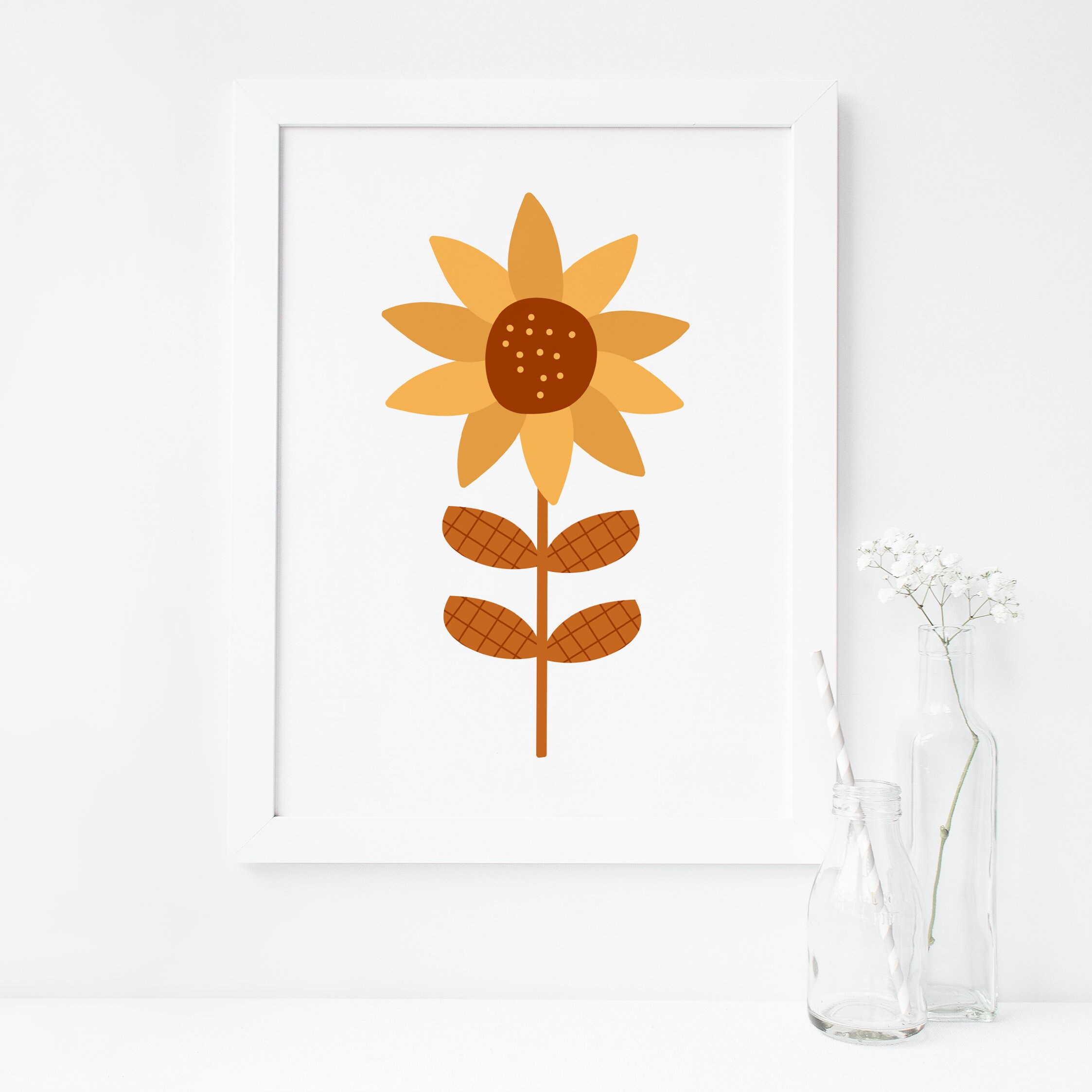 Happy Sunflower Print - A4 Poster + Bedroom Print for Girls + Boho ...