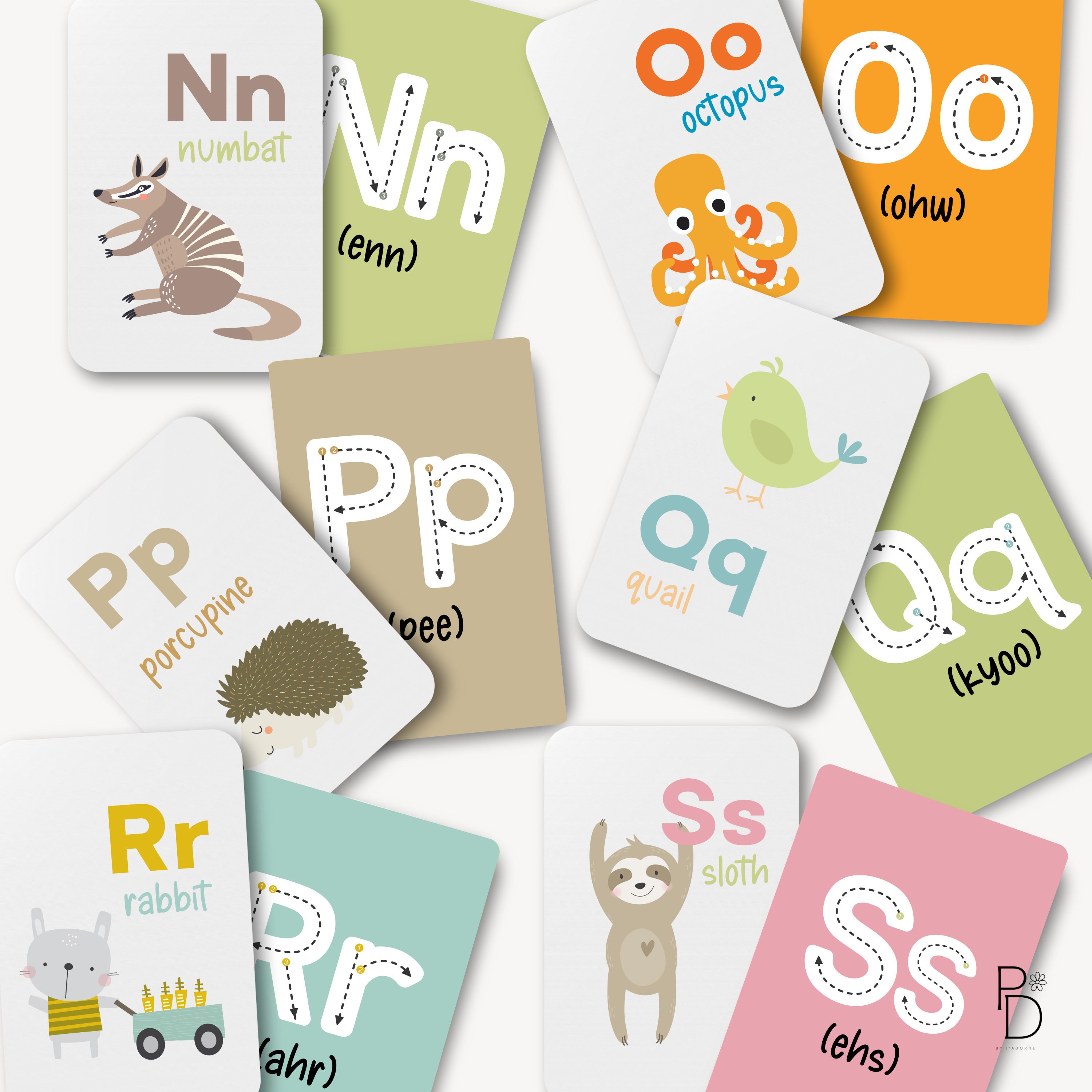 Animal Alphabet Flash Cards ABC Cards Educational Letter - Etsy