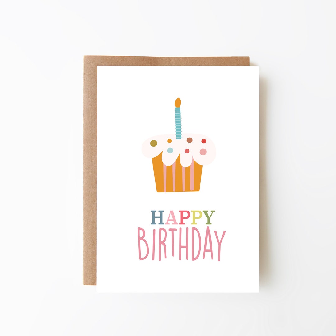 Colourful Cupcake Birthday Card - Happy Birthday Card for Kids ...