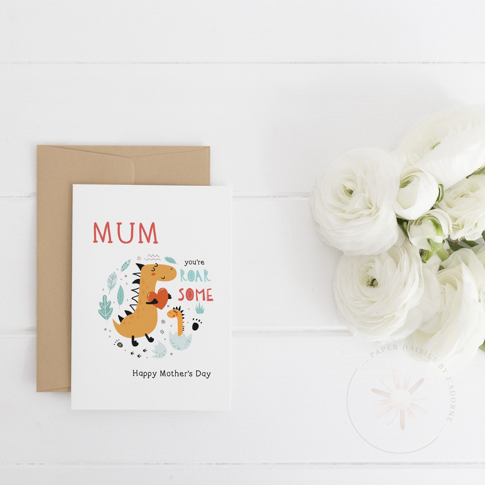MOTHER'S DAY CARD - Mum Mom, You're Roarsome Dinosaur Card + Digital ...