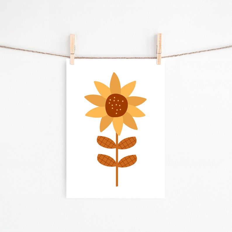 Happy Sunflower Print - A4 Poster + Bedroom Print for Girls + Boho ...