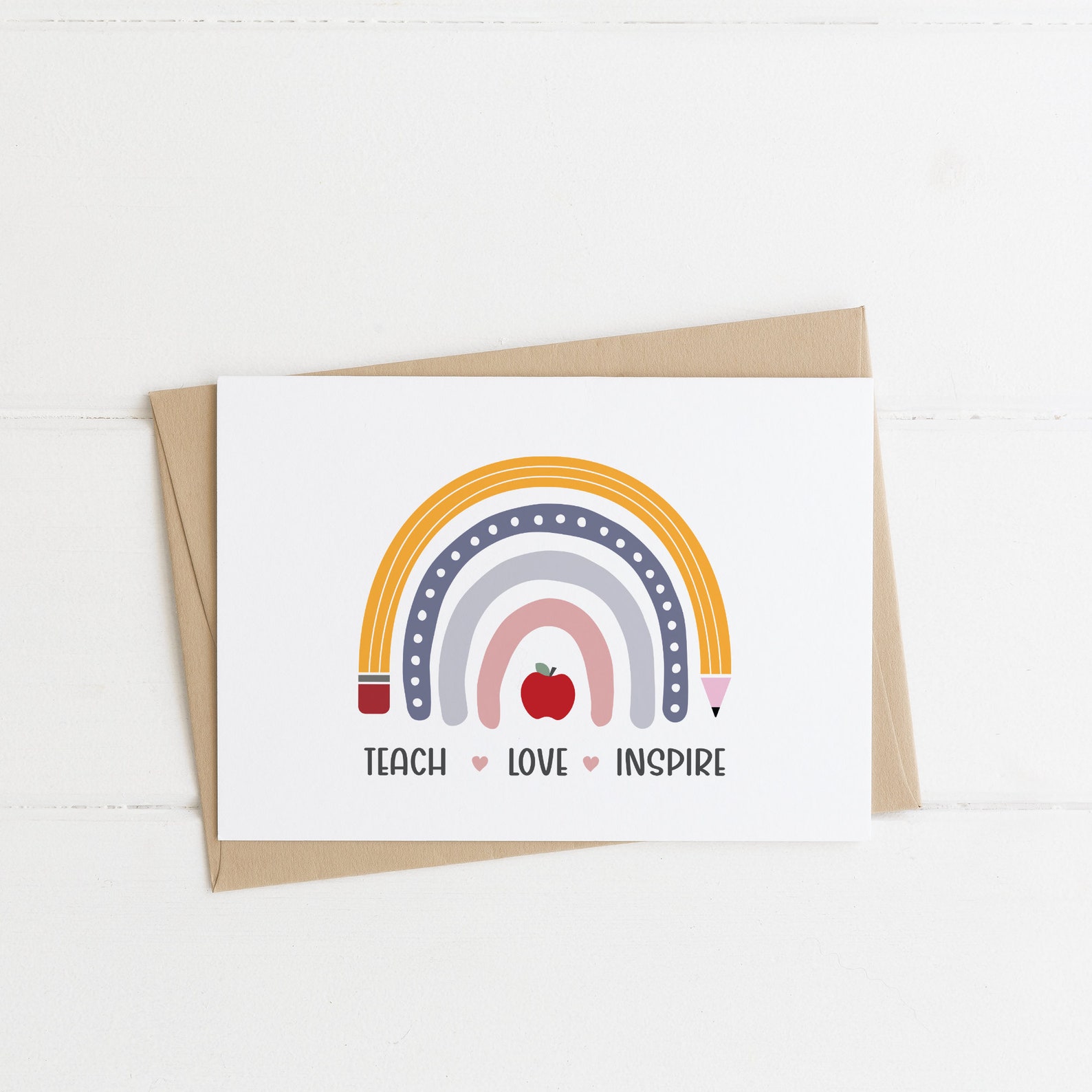 Rainbow Teacher Thank You Card - Teacher Appreciation Card, End of ...