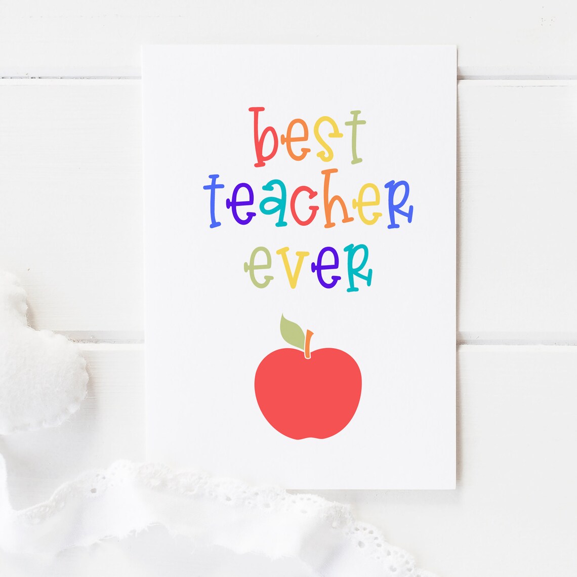 Rainbow Colour Teacher Thank You Card, Teacher Appreciation, End of ...