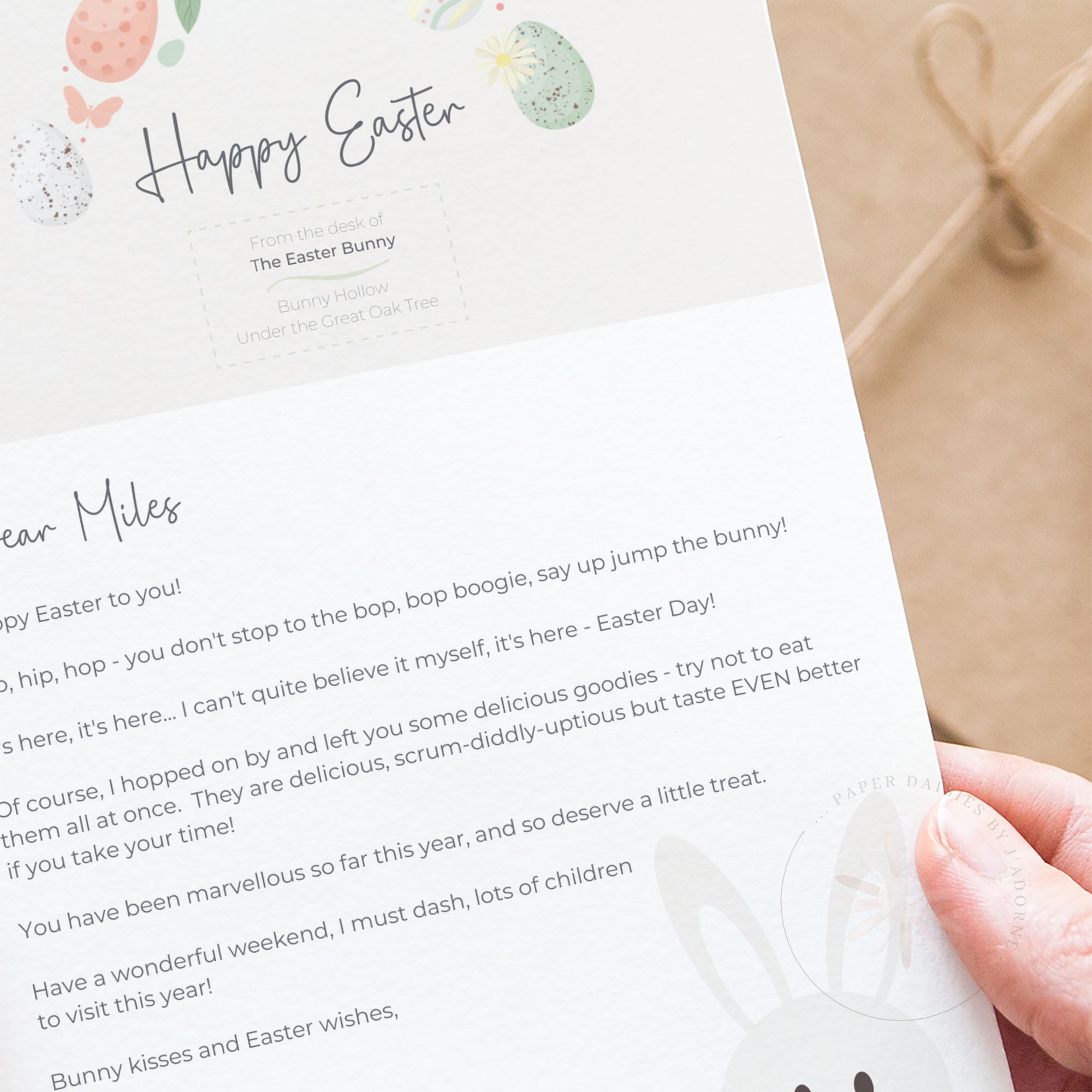 Personalised Editable Letter From the Easter Bunny INSTANT DOWNLOAD ...