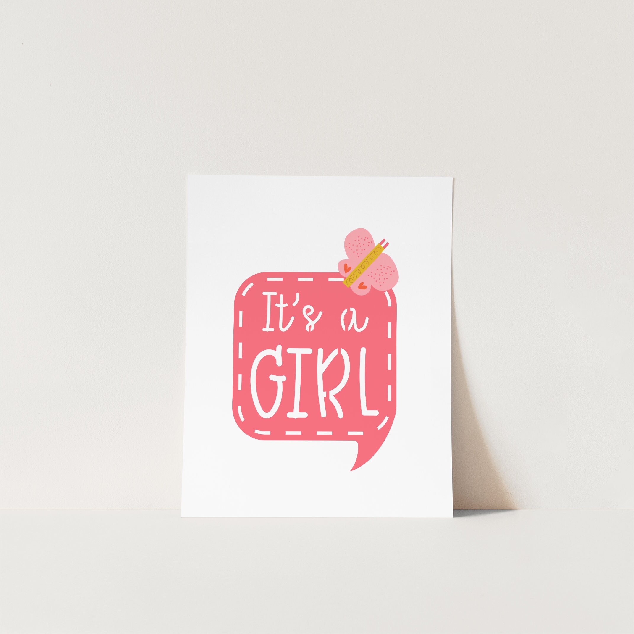 Pink Baby Girl Card - It's A Girl Card + Newborn Card + Digital Option ...