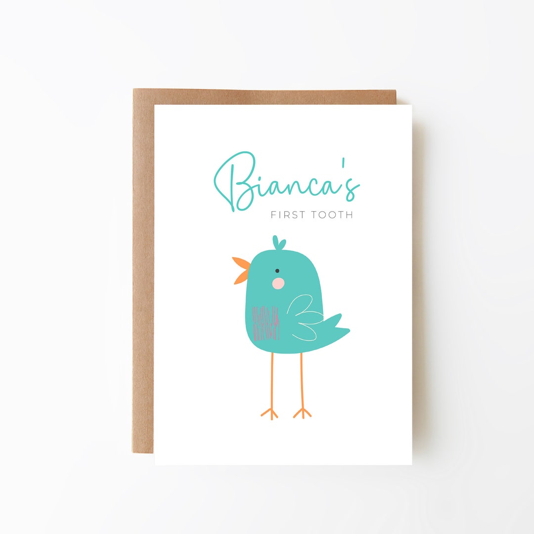 PERSONALISED First Tooth Bird Card - Toddler's First Tooth Card + Tooth ...