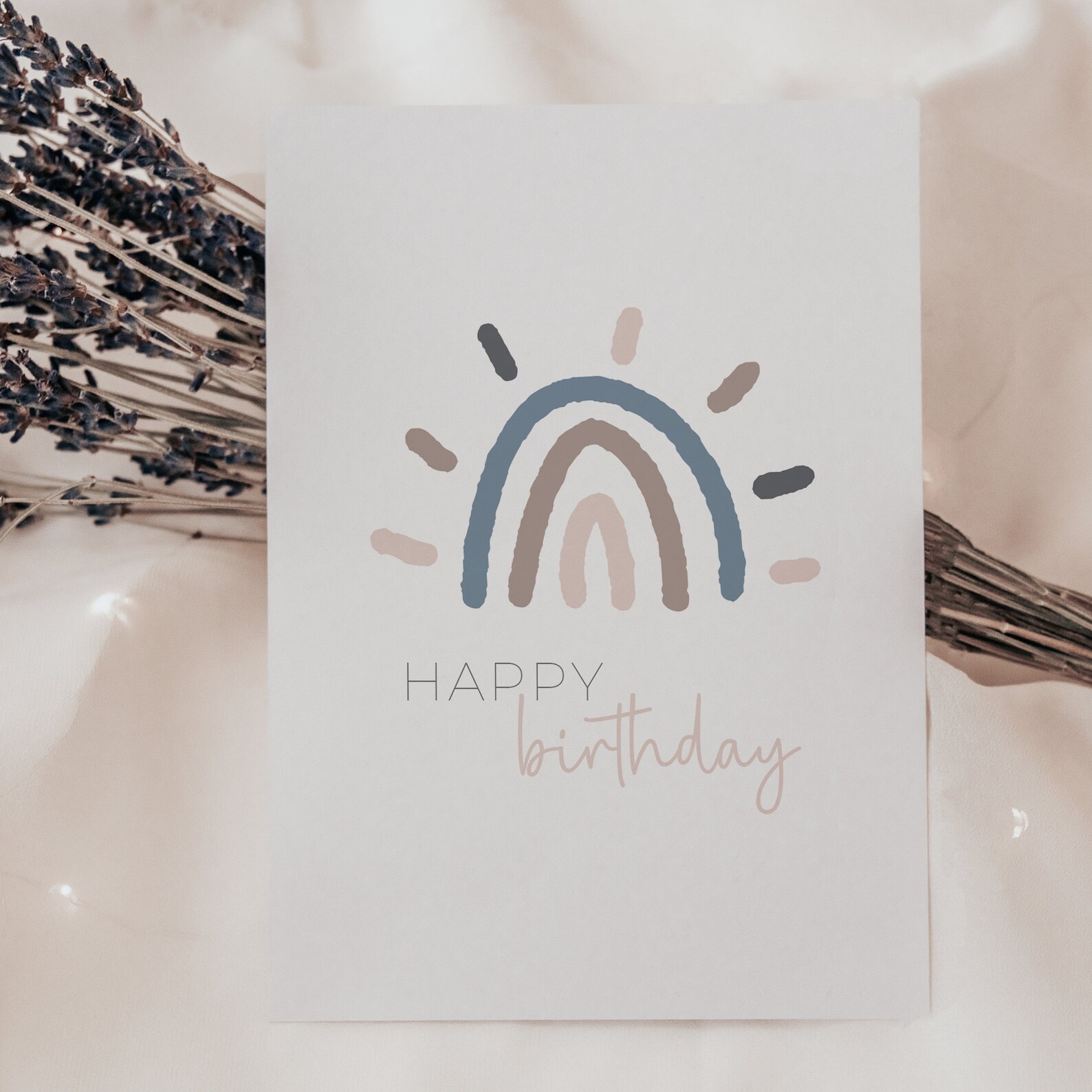 Boho Rainbow Birthday Card Happy Birthday Card for Girls Digital ...