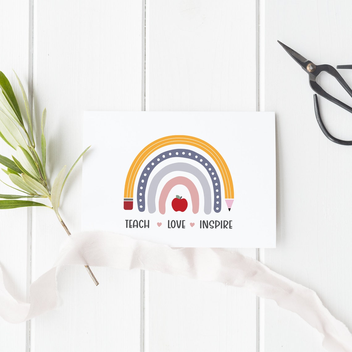 Rainbow Teacher Thank You Card Teacher Appreciation Card - Etsy