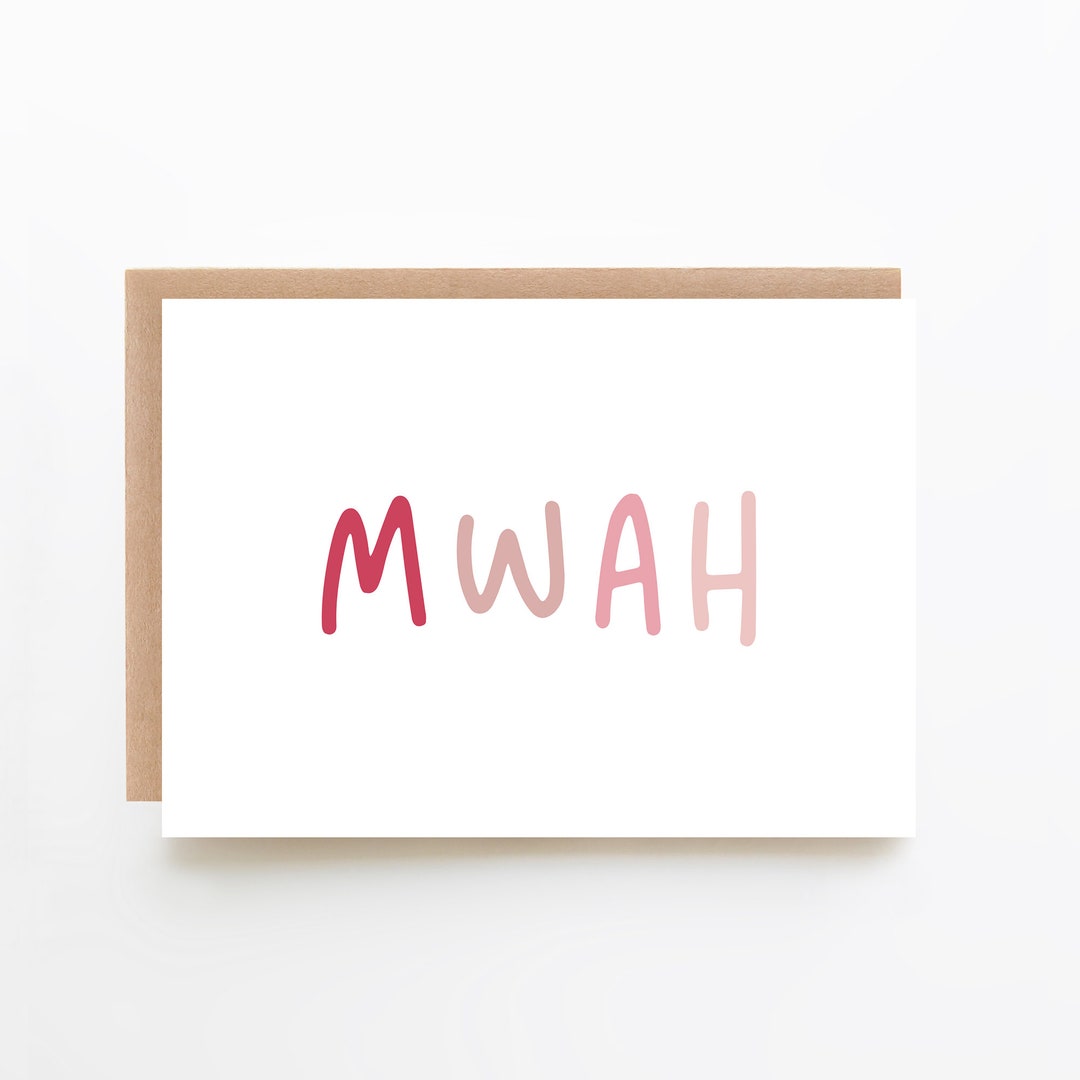 MWAH Card - Pink Valentine's Day Card + Card for Her + Love Card ...