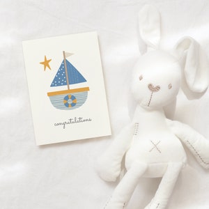 Congratulations Baby Boy Boat Card - Beach Theme + Card for Boys ...