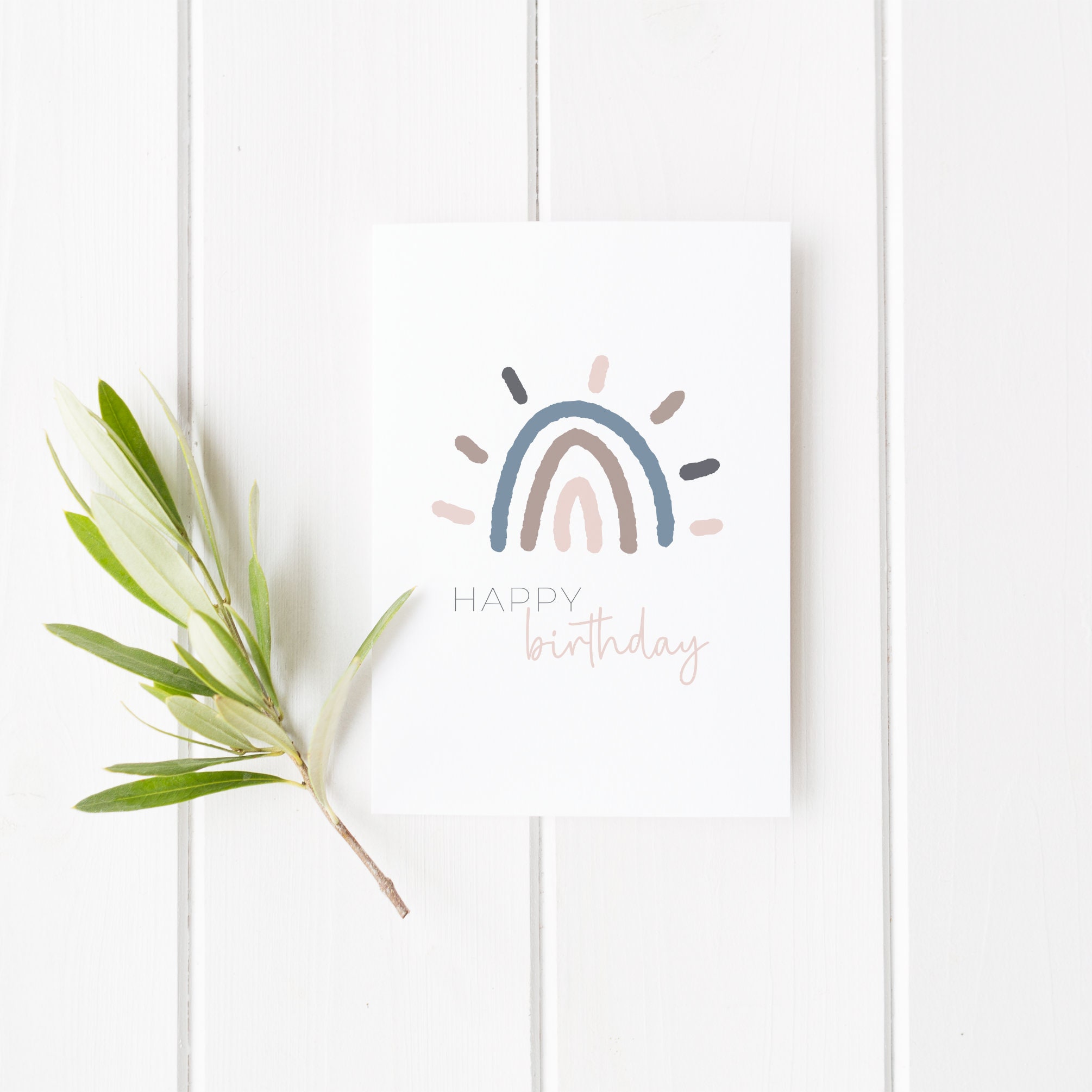 Boho Rainbow Birthday Card Happy Birthday Card for Girls Digital ...
